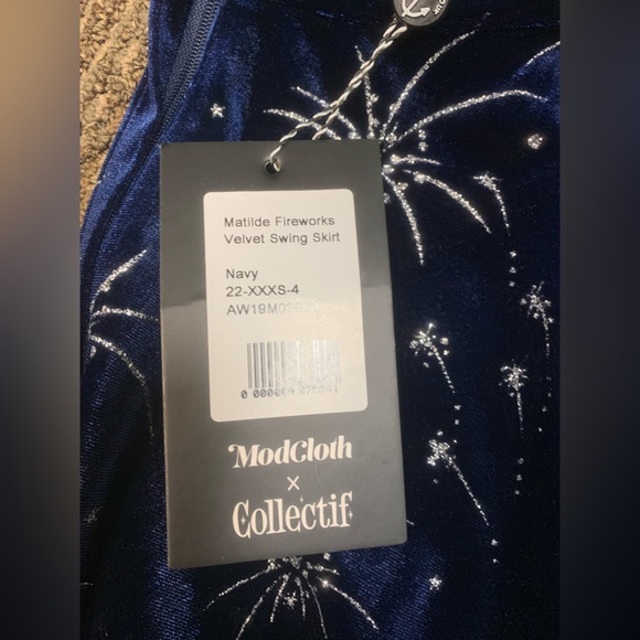 Modcloth | Skirts | Modcloth Colectif Blue Velvet Star Skirt Nwt | Poshmark